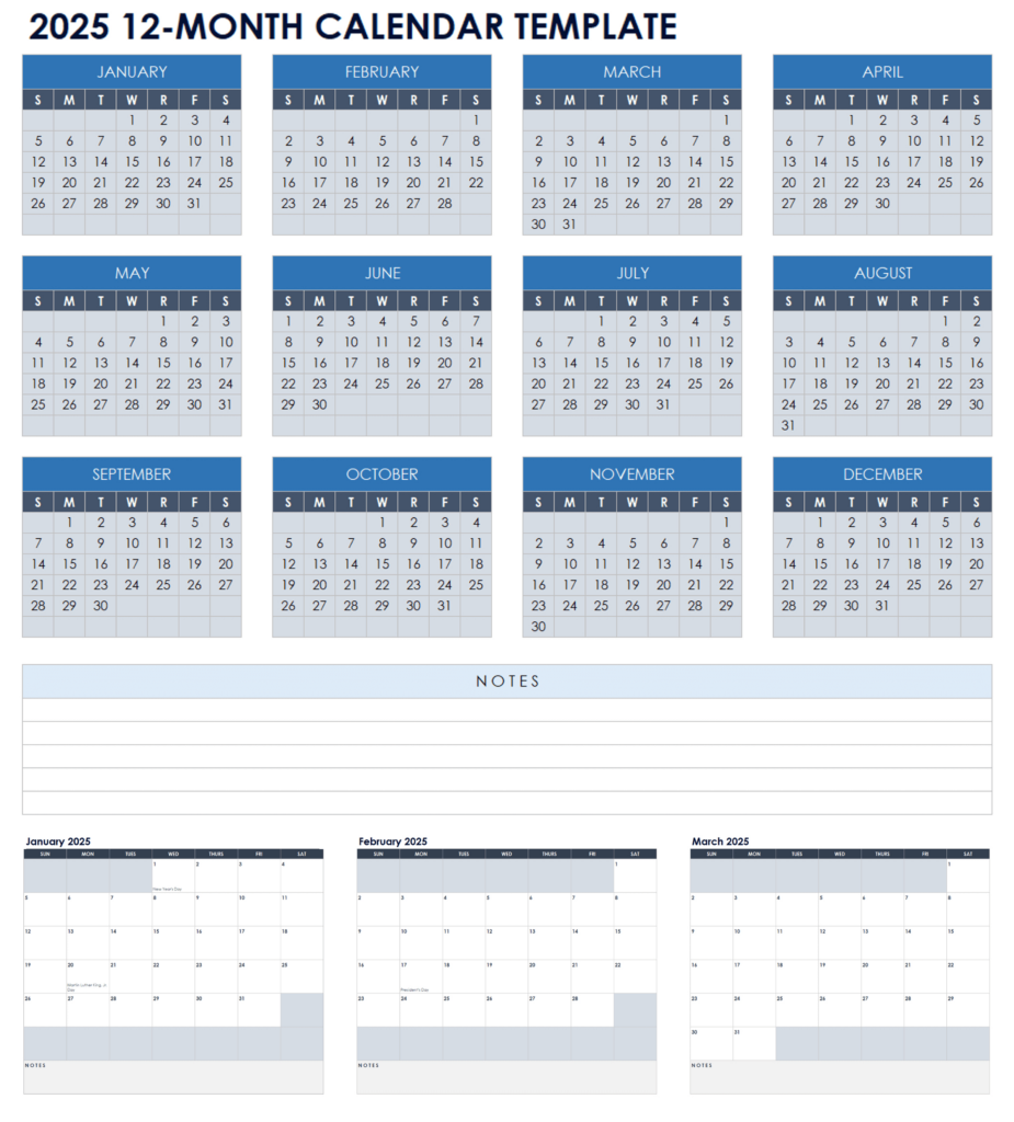 Free Monthly Calendar Template 2025 Printable | Printable Calendars