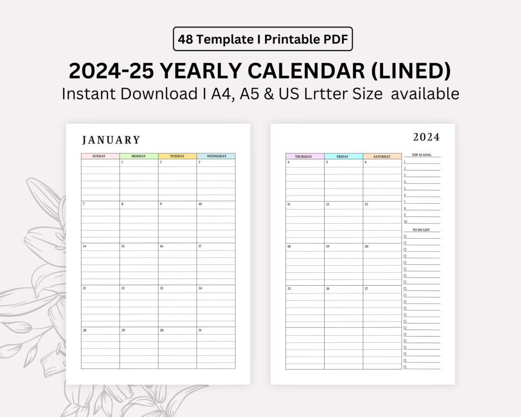 2024 and 2025 Monthly Calendar Printable | Printable Calendars