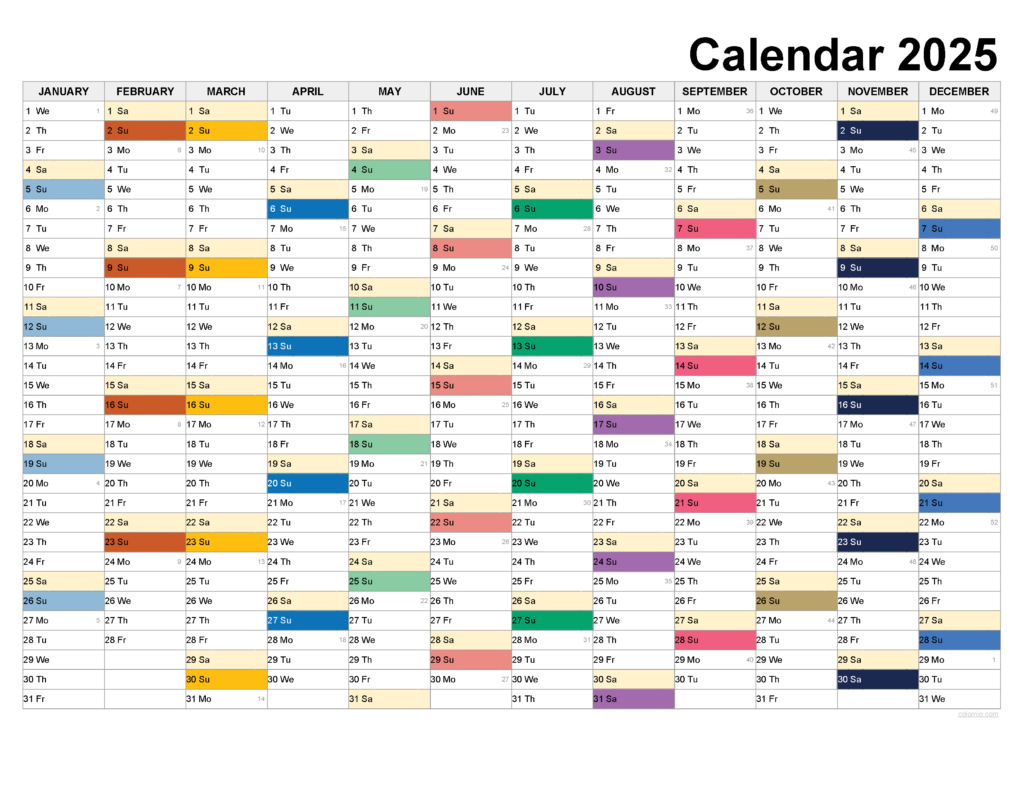 2025 Calendar Printable Horizontal | Printable Calendars