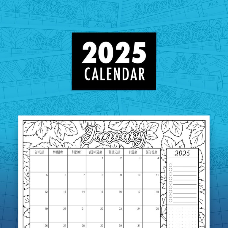 2025 Coloring Calendar Printable Free | Printable Calendars