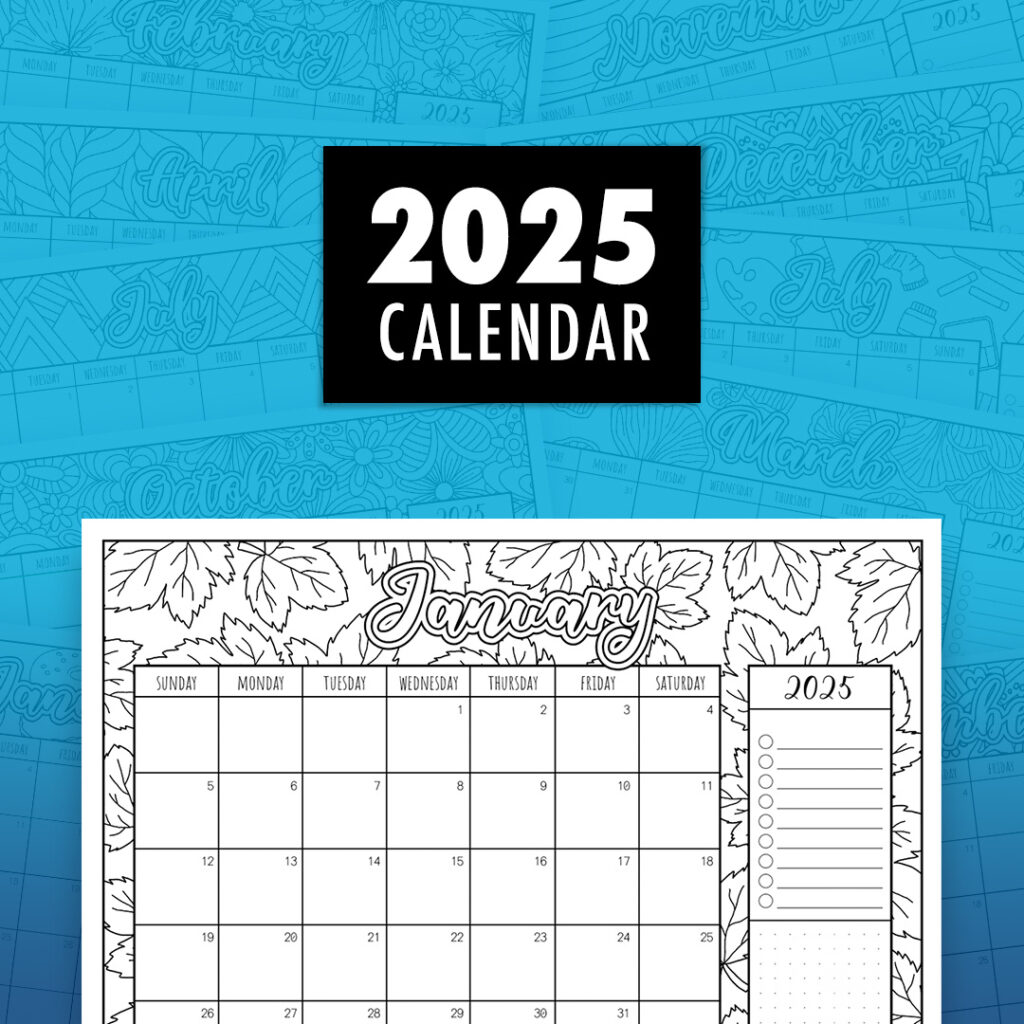 Free Printable Coloring Calendar 2025 | Printable Calendars