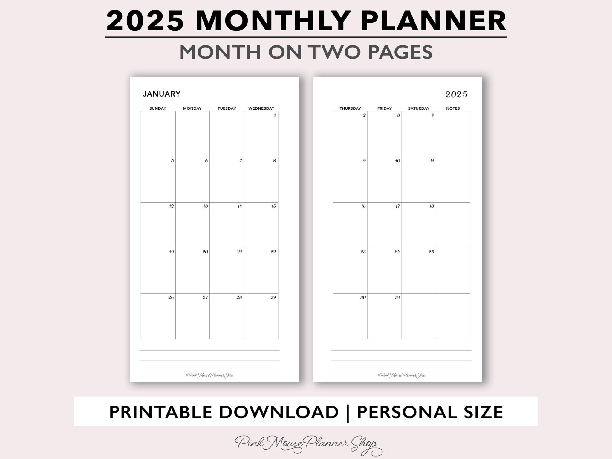 Printable 2 Page Monthly Calendar 2025 | Printable Calendars