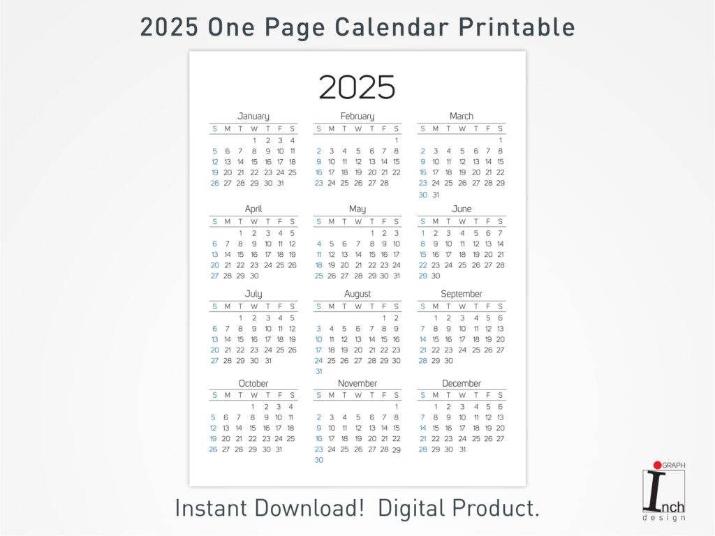 2025 Printable One Page Calendar | Printable Calendars