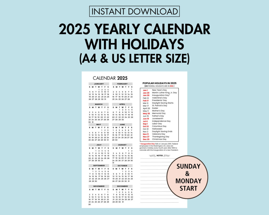 2025 Calendar with Religious Holidays Printable | Printable Calendars