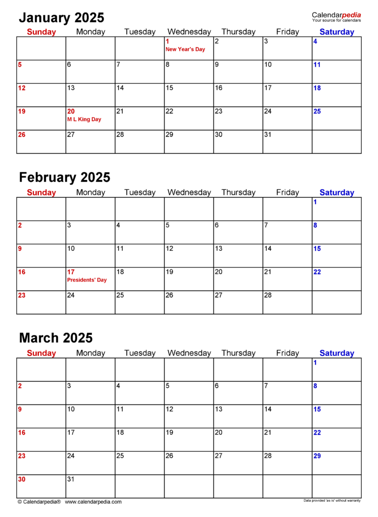 Printable Calendar 4 Months Per Page 2025 | Printable Calendars
