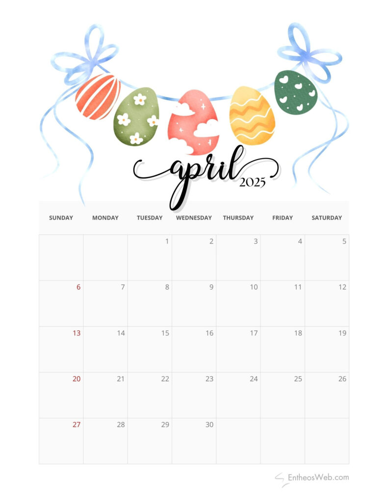 April 2025 Calendar Easter Printable | Printable Calendars