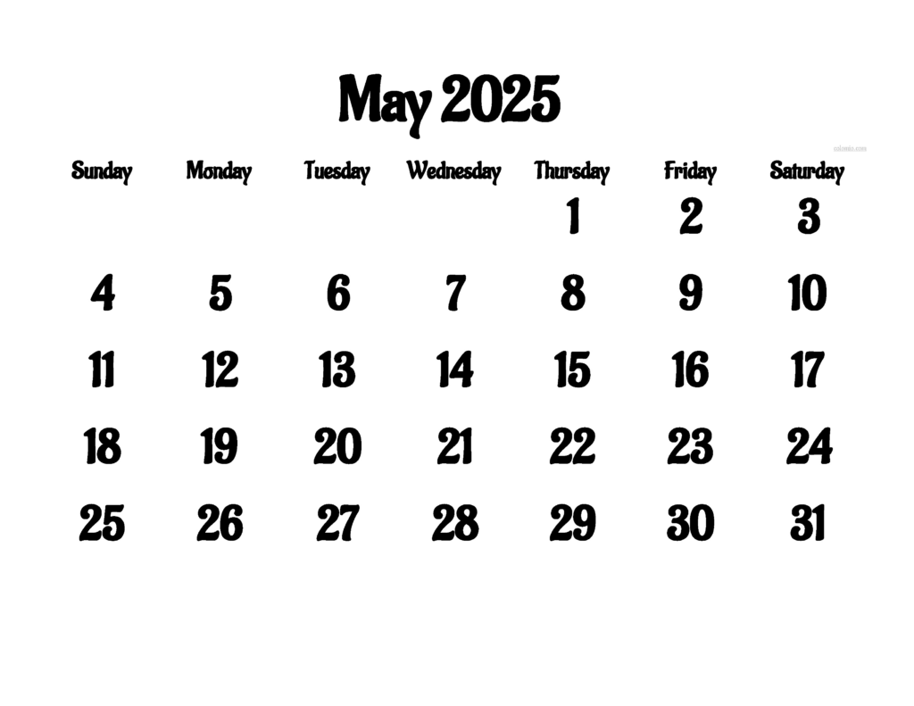 A Calendar For May 2025 | Printable Calendars