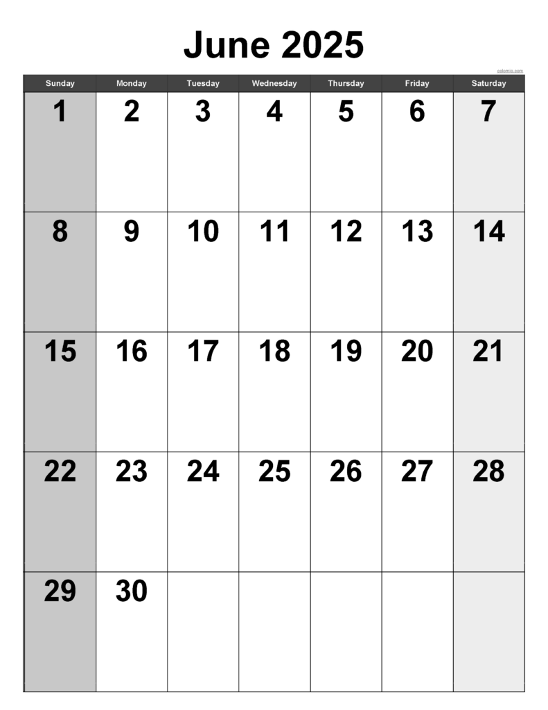 June 2025 Calendar Vertical | Printable Calendars