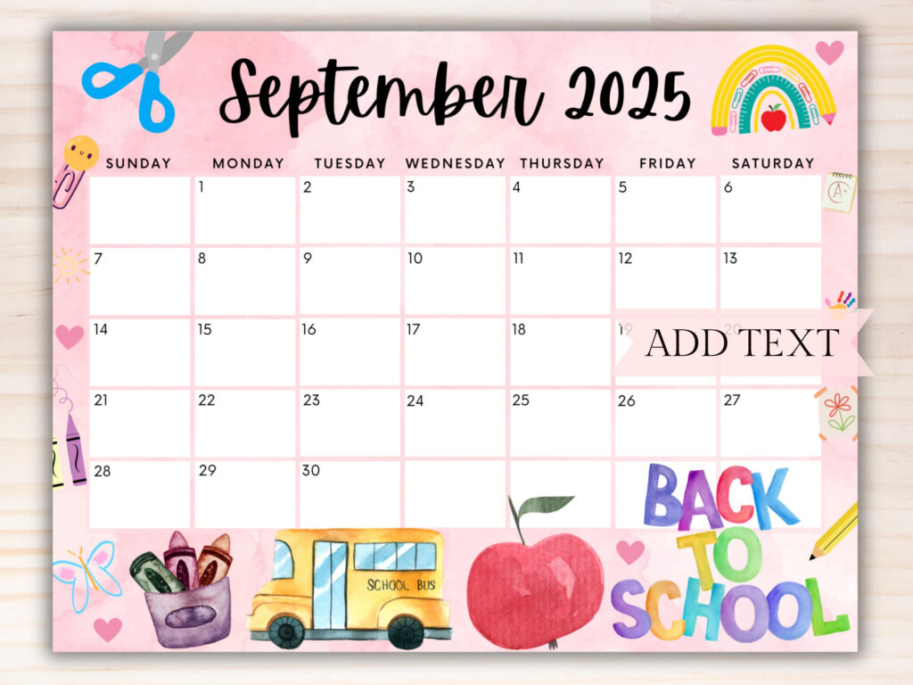 September 2025 Calendar School | Printable Calendars