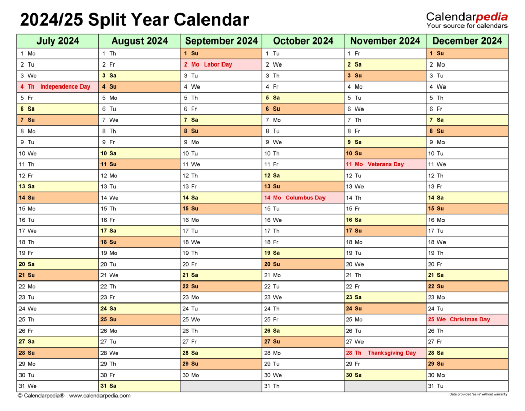 September 2024 to September 2025 Calendar | Printable Calendars