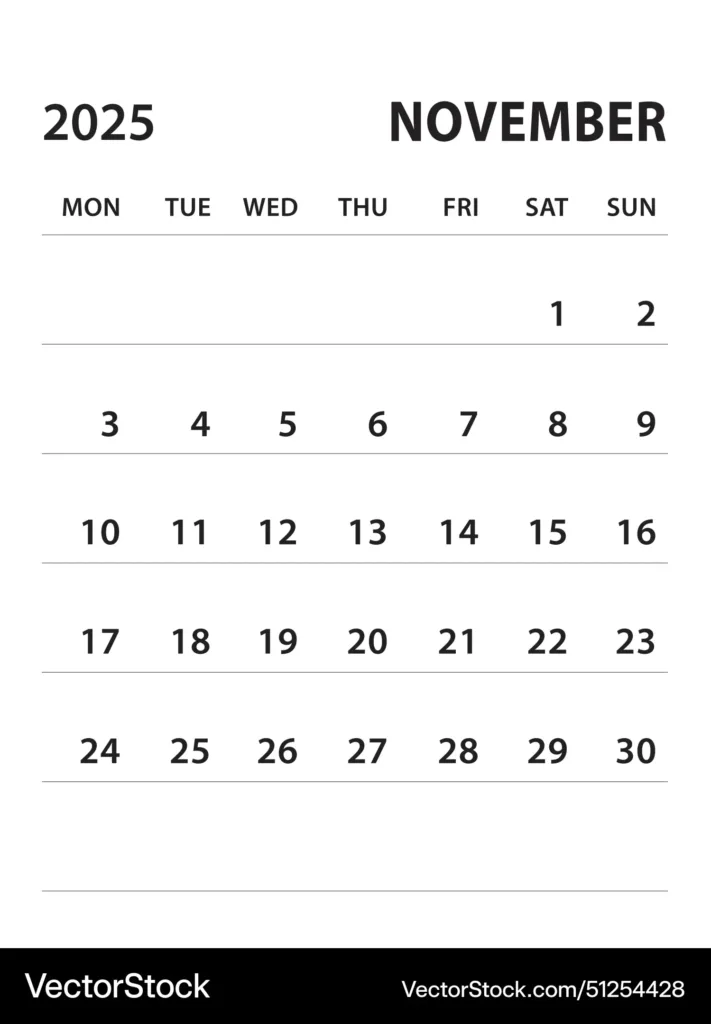 November 23rd Calendar 2025 | Printable Calendars