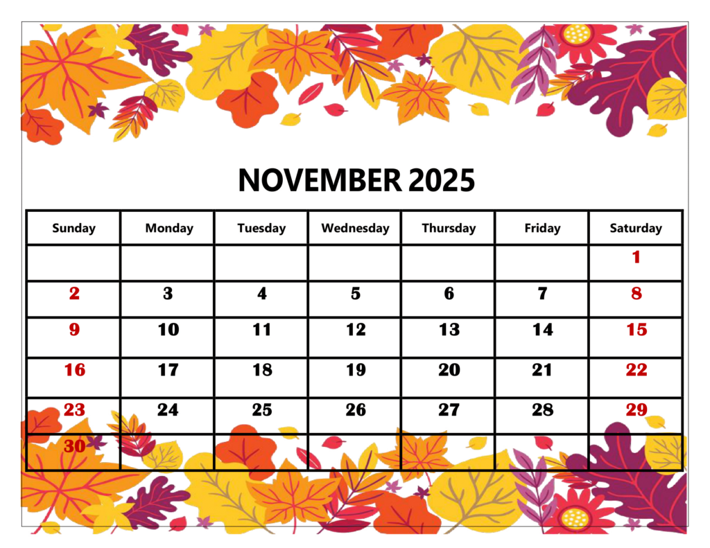 Printable November 2025 Calendar with Holidays | Printable Calendars