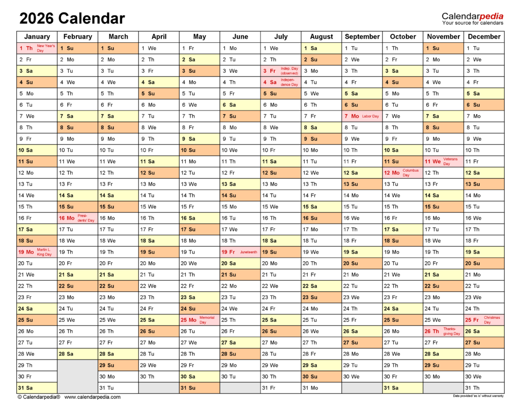 Attendance Calendar 2026 Free Printable | Printable Calendars