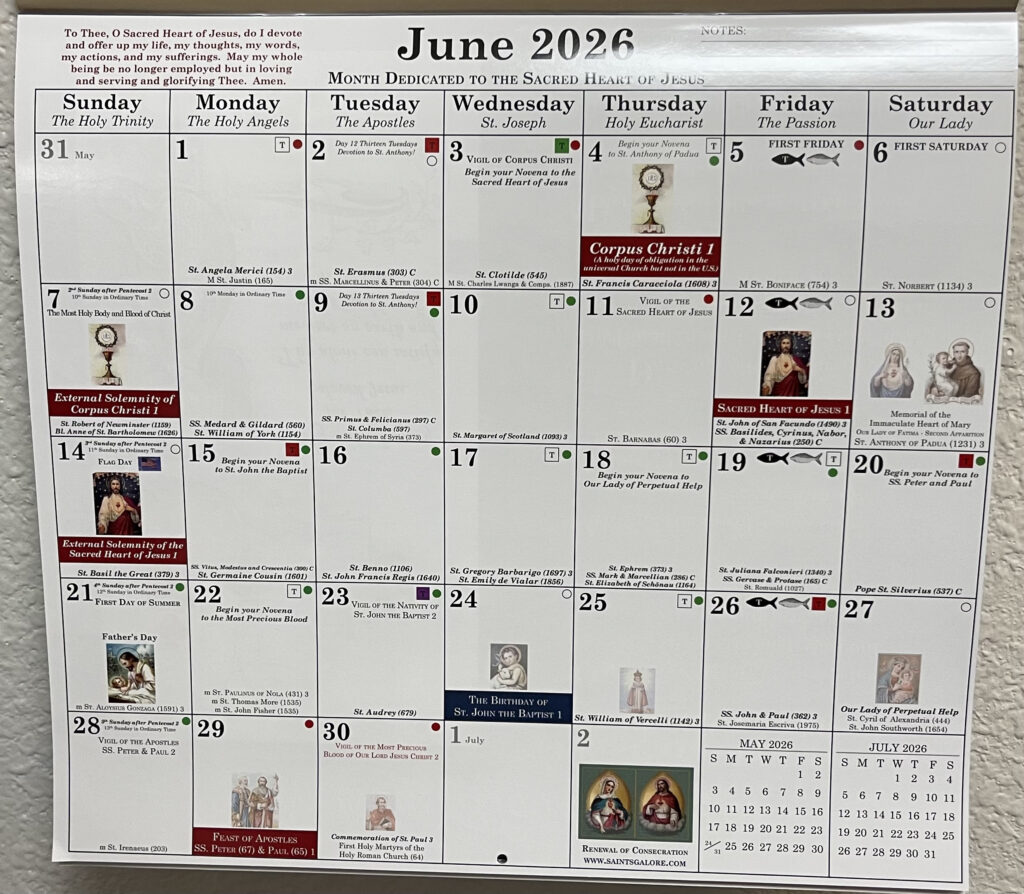 Catholic Religious Calendar 2026 | Printable Calendars