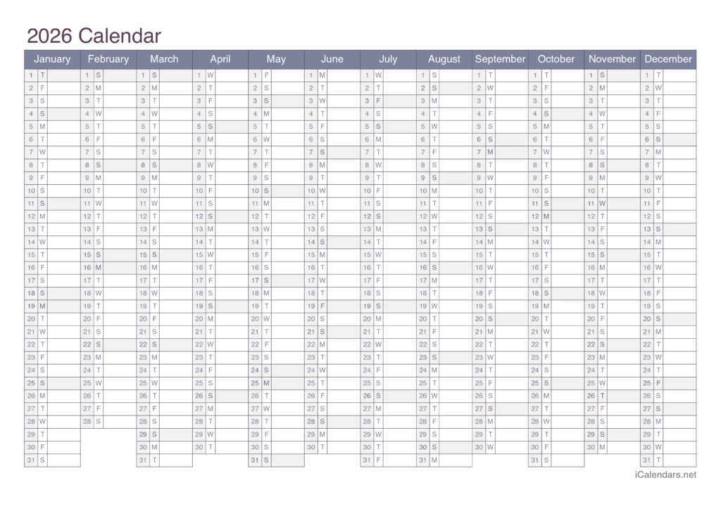 Calendar 2026 Printable One Page | Printable Calendars