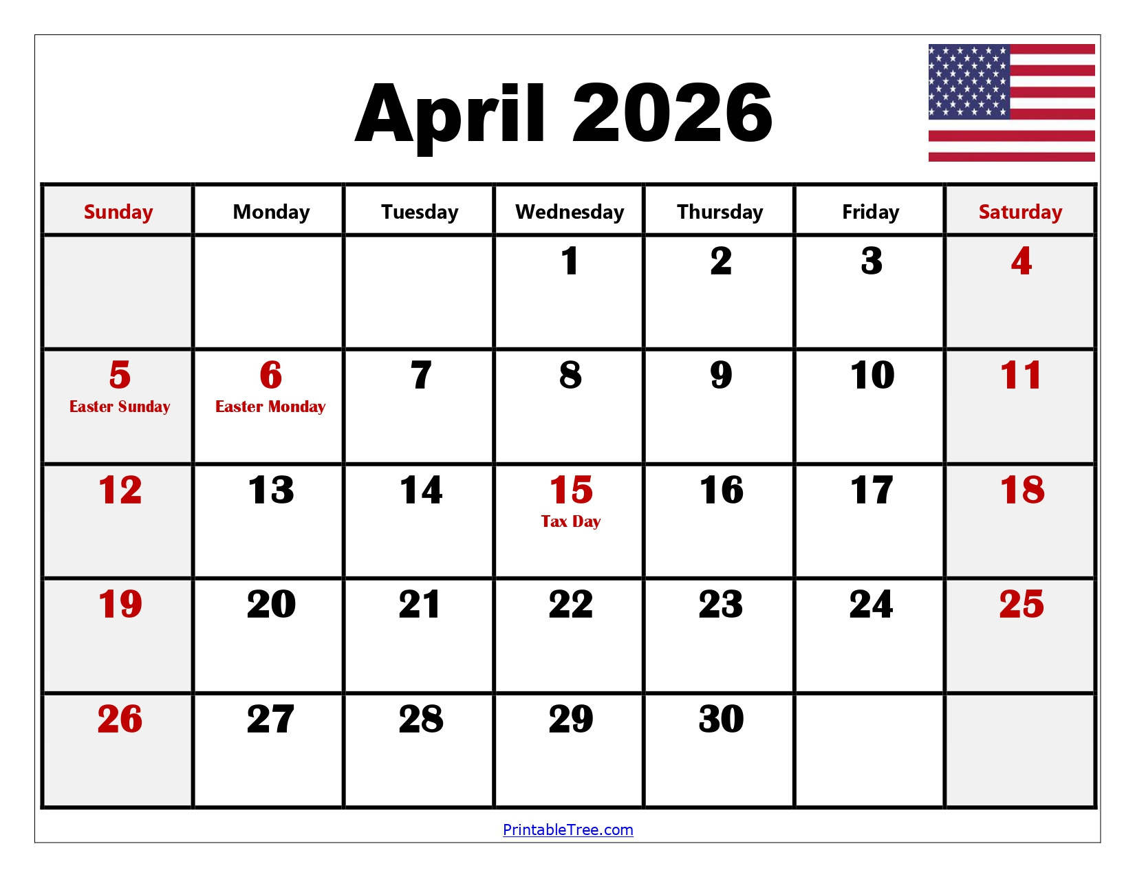 Spring Break 2026 Calendar Printable | Printable Calendars