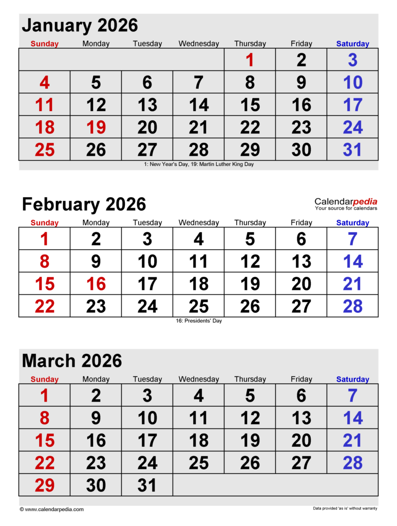 Printable January and February 2026 Calendar | Printable Calendars