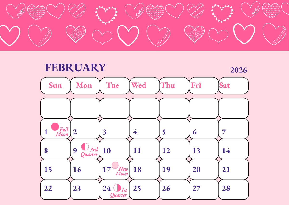 Full Moon Calendar 2026 February | Printable Calendars