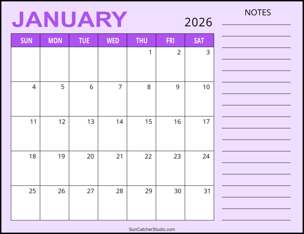 January to December 2026 Calendar Printable | Printable Calendars