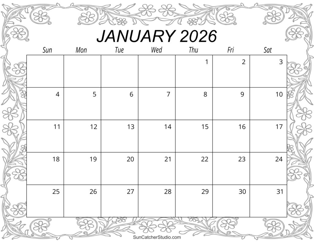 January Weekly Calendar 2026 Printable | Printable Calendars