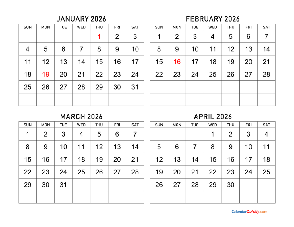 February March April 2026 Calendar | Printable Calendars