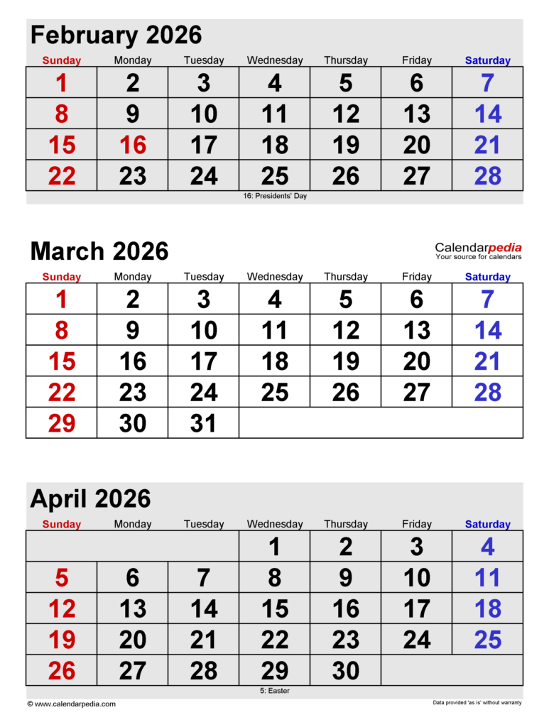 Feb March Calendar 2026 | Printable Calendars