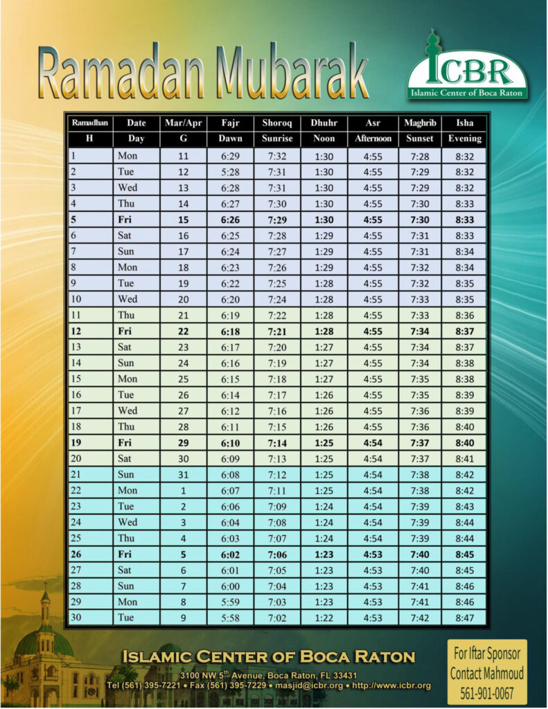 Ramadan Calendar 2026 Florida | Printable Calendars